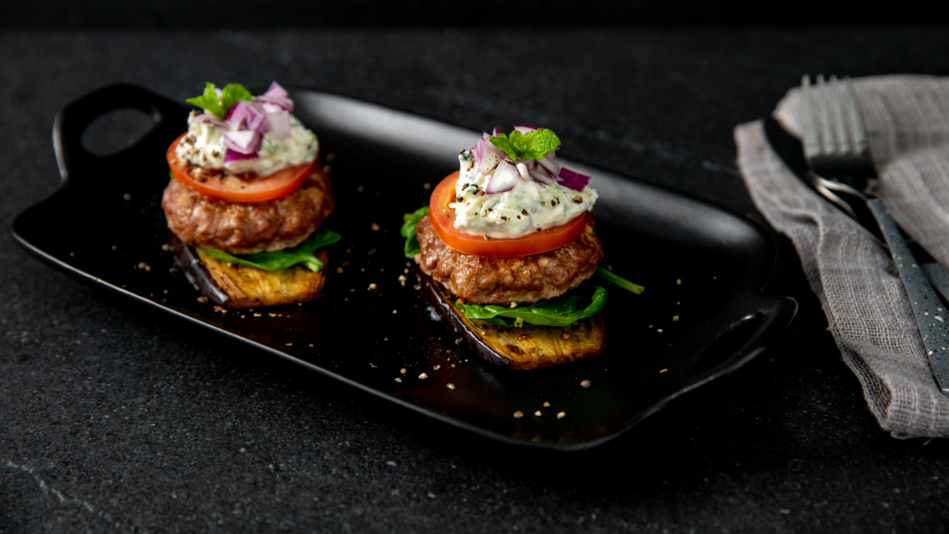 CrossFit | Lamb Sliders With Roasted Eggplant & Cucumber Sour Cream